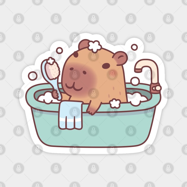 Cute Capybara Taking A Bath In Bathtub - Capybara - Magnet | TeePublic