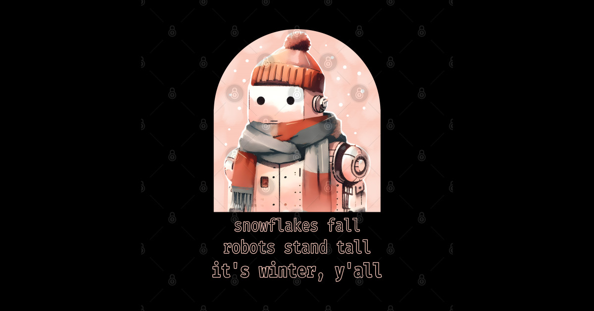 Robot in winter - Robot - Sticker | TeePublic