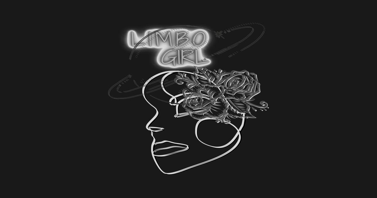 Limbo girl drawing of half a female face with note and a representation ...