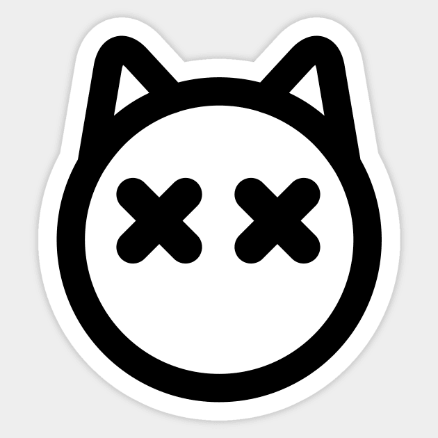 Dead Cat Face – Minimalist Goth Cat Line Art - Dead Cat - Sticker ...