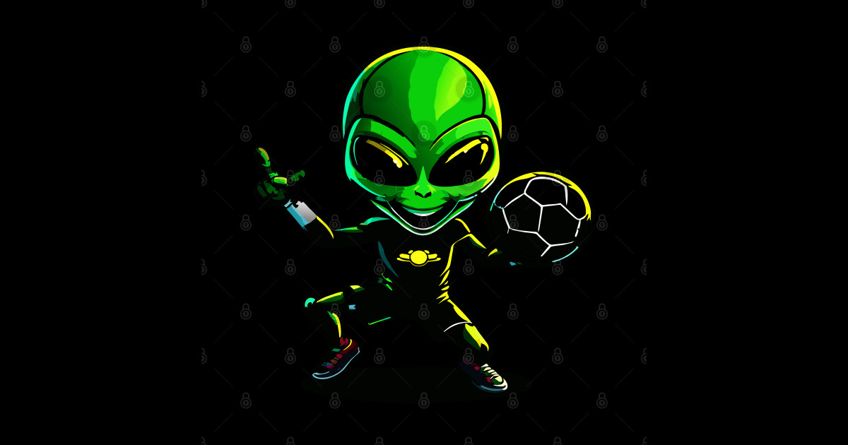 Funny Alien Holding Football - Alien - Sticker | TeePublic