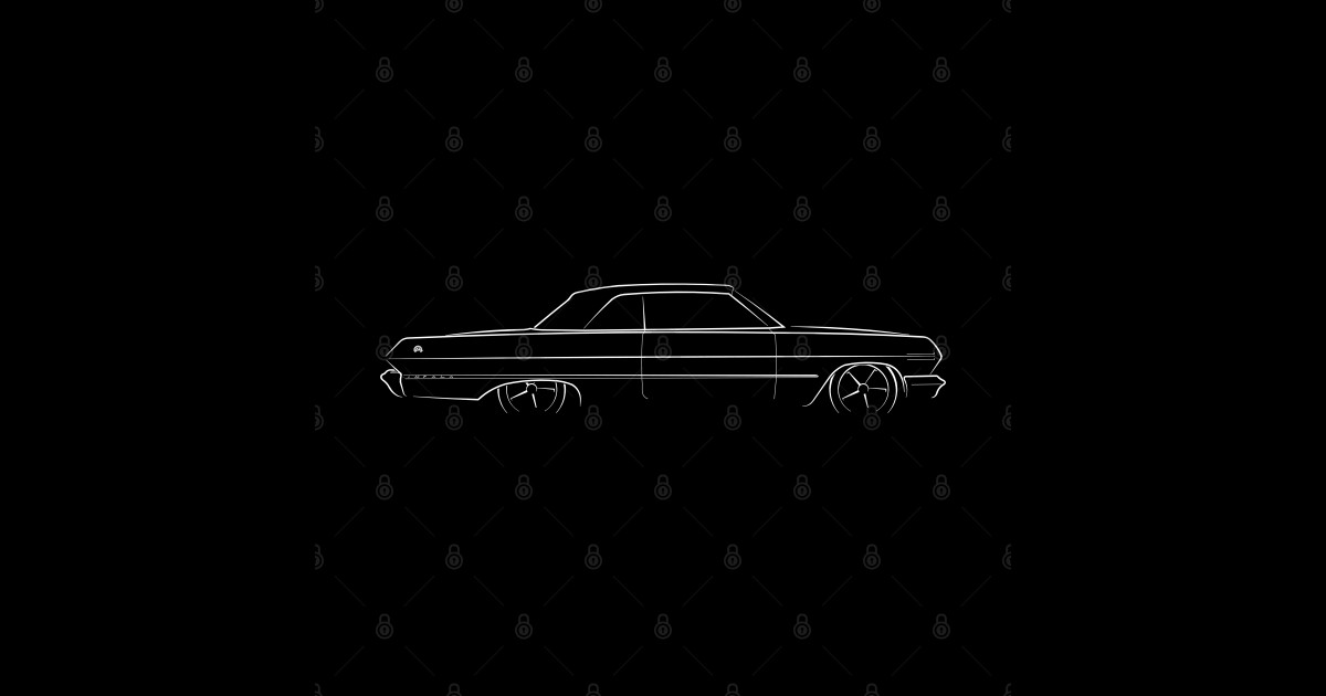 1963 Chevy Impala - profile stencil, white - Impala - Posters and Art ...