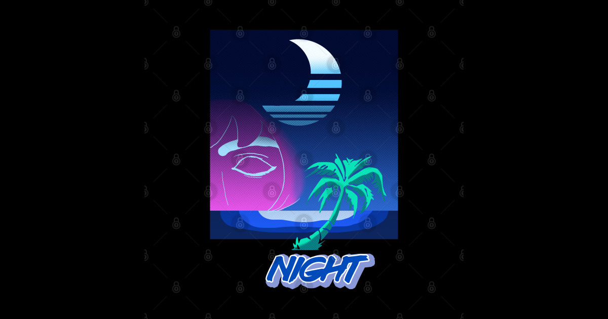 Retro Night - Retrowave - Sticker | TeePublic