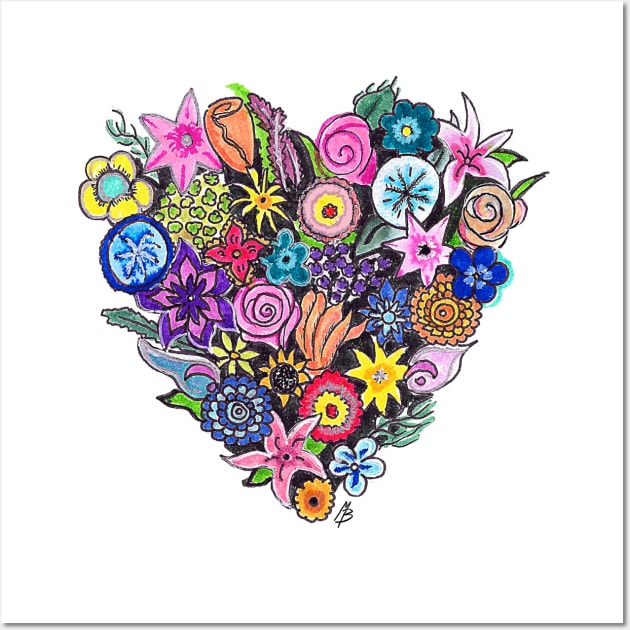 how to draw heart with flowers