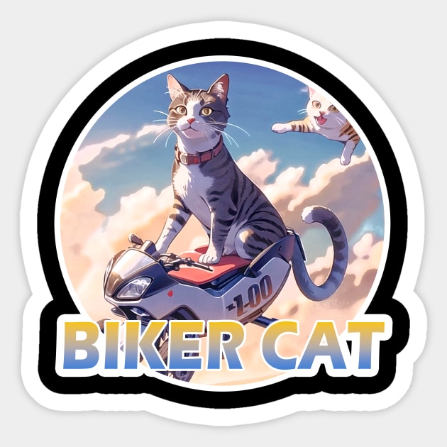 Biker Cat,Racer Cat - Racer - Sticker | TeePublic