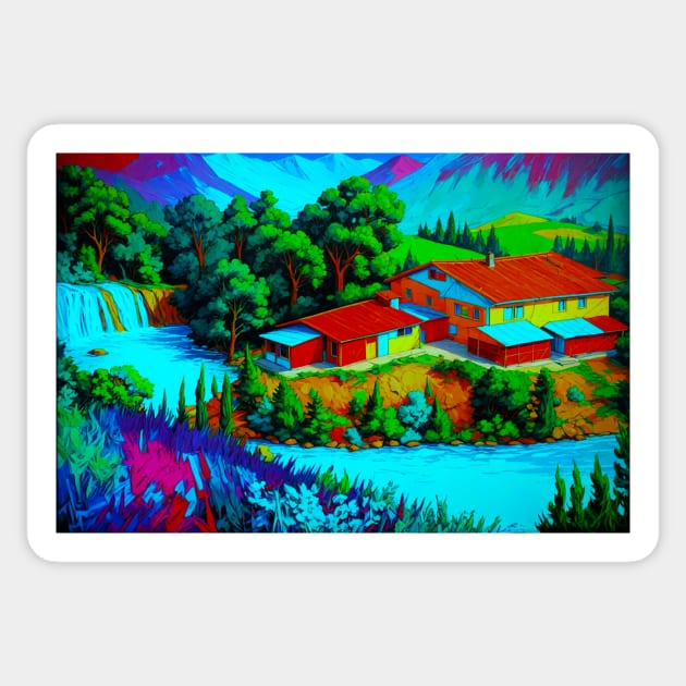 Tuscan Lake, Pop Art - Tuscany Italy - Sticker | TeePublic