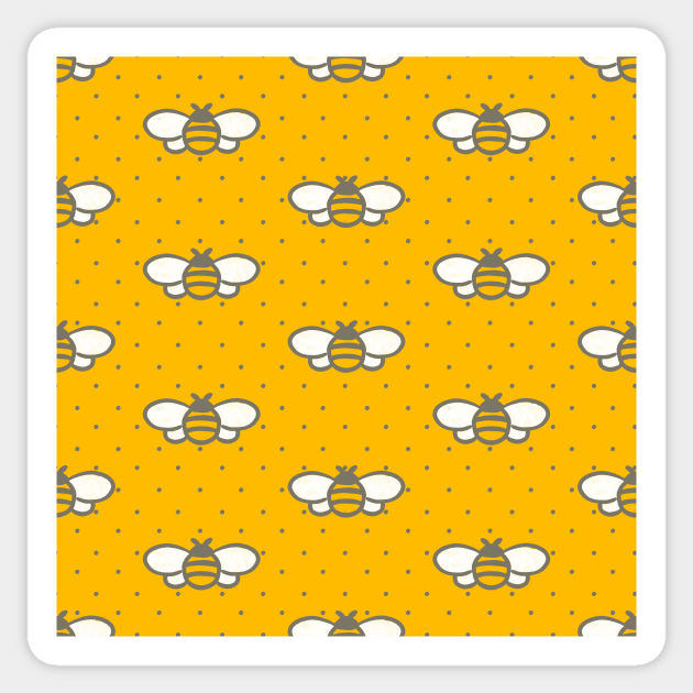 Cute Yellow Bees and Dots - Yellow - Sticker | TeePublic