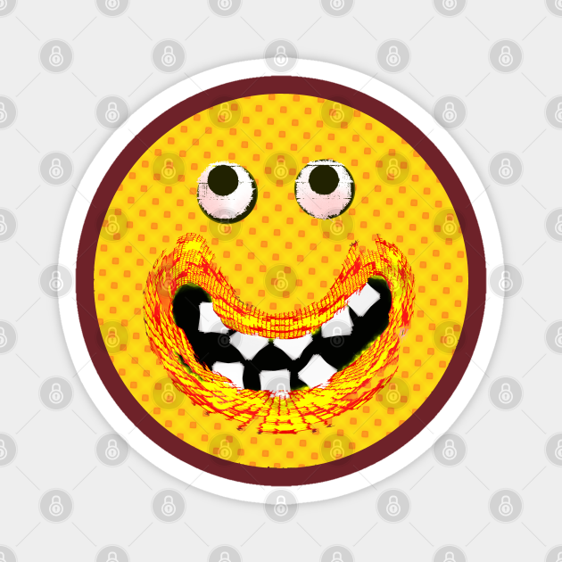 Goofy Orange Smile Emoji Pixel Smilng Face - Emoji - Magnet | TeePublic
