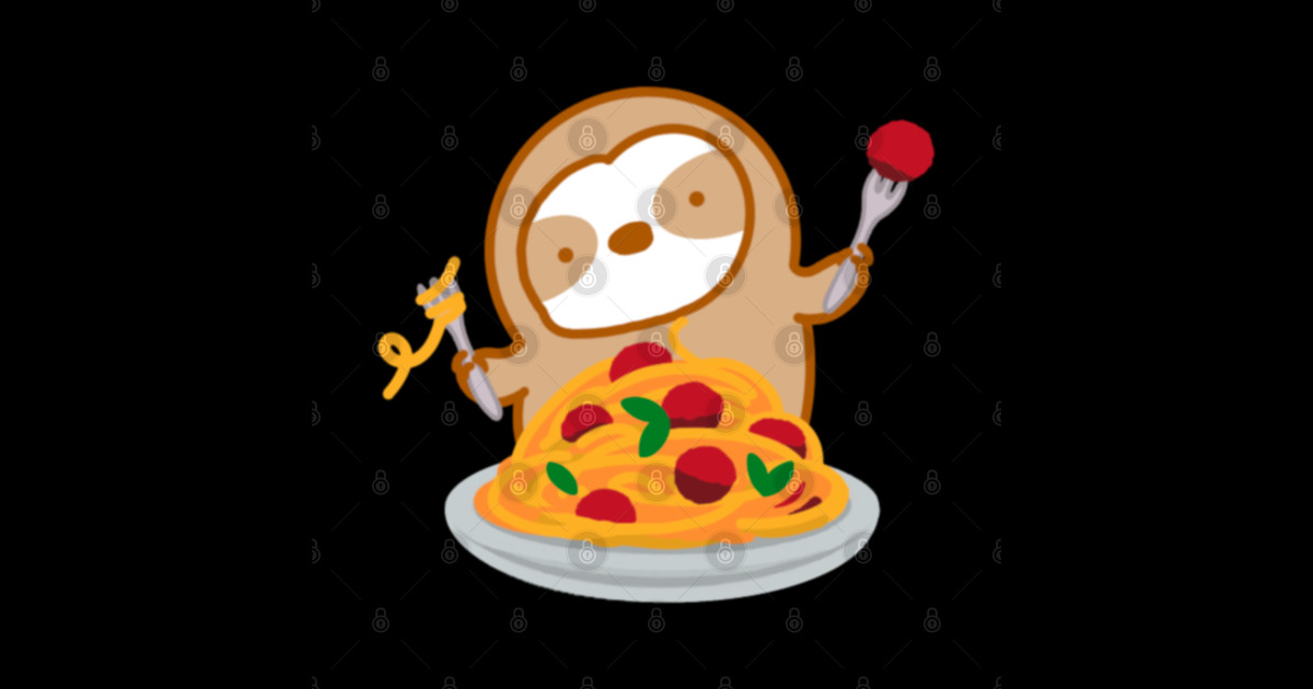 Cute Spaghetti Pasta Sloth - Sloth - Sticker | TeePublic