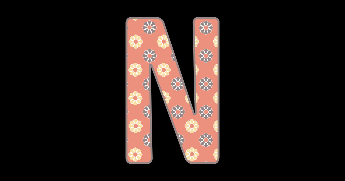 MONOGRAM LETTER N PINK FLORAL TYPOGRAPHY DESIGN - Letter N - Sticker ...