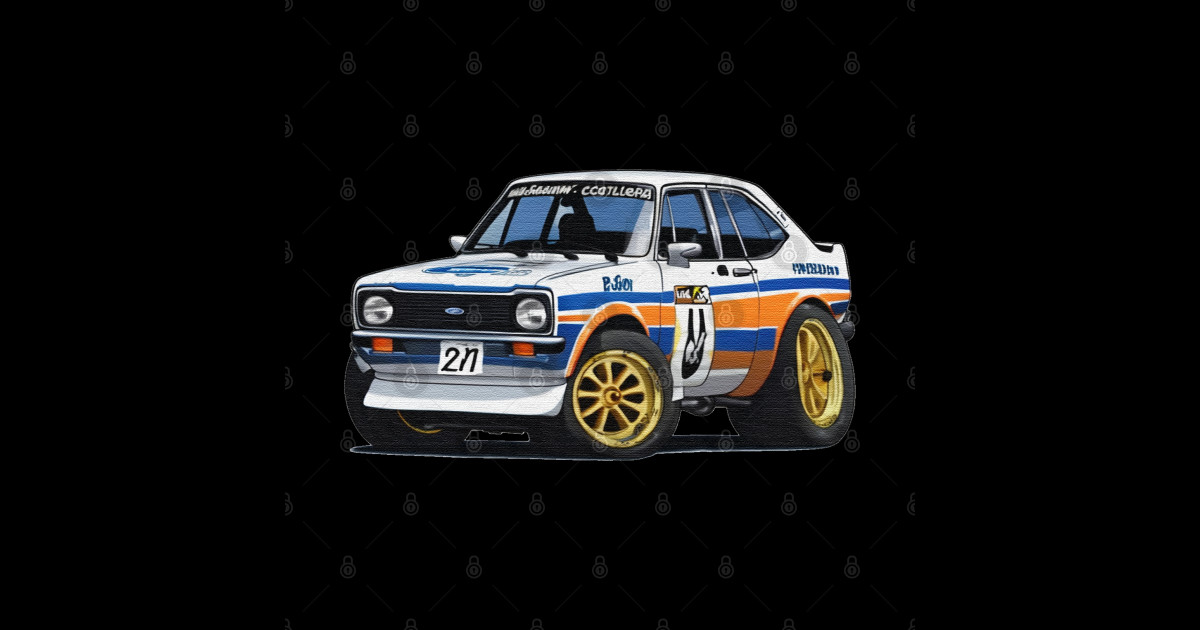 cartoon drawings of Ford Escort MK2 rally car - Ford Escort - Posters ...