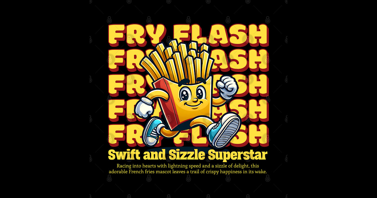 Adorable Running French Fries Cartoon Mascot - French Fries - Sticker ...