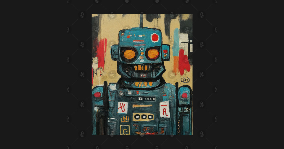 Retro Abstract Robot – Graffiti Style Futuristic Machine Art Design ...
