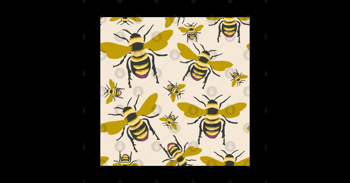 Vintage Honey Bees repeat pattern - Vintage Bee - Sticker | TeePublic