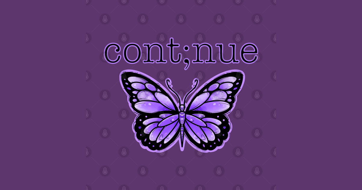 Continue purple semicolon butterfly - Semicolon Butterfly - T-Shirt ...