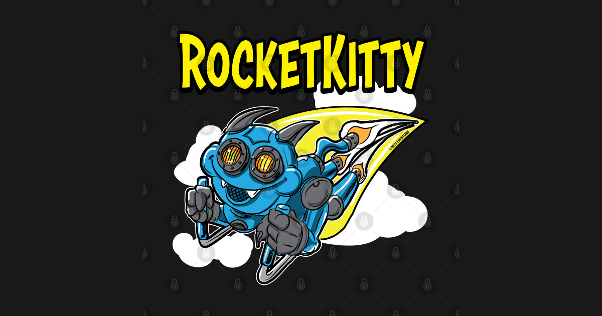 Rocket Kitty rocketing throught the sky - Rocket Kitty - T-Shirt ...