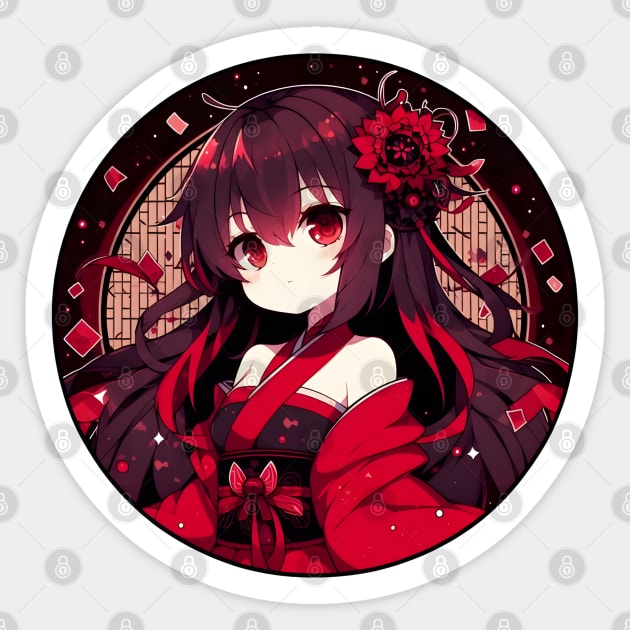 Japanese Anime red - Japanese Anime - Sticker | TeePublic