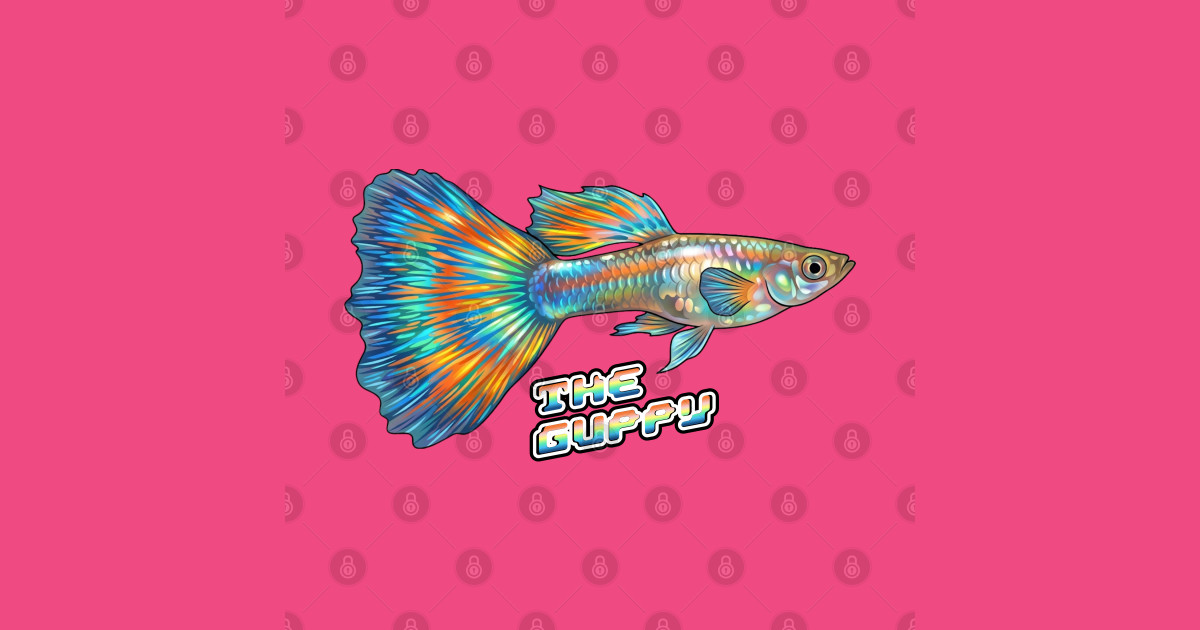 Vibrant Rainbow Guppy Fish Art – Colorful Aquarium Pet Illustration ...
