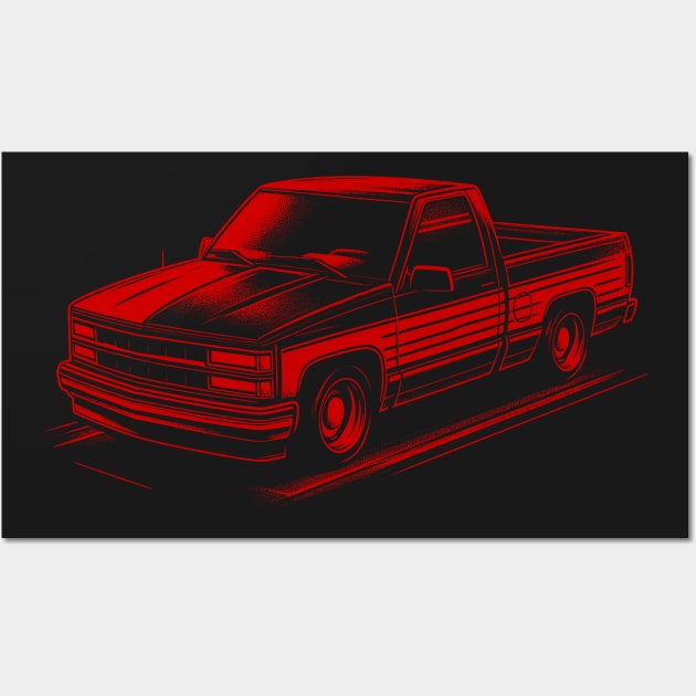 90s Silverado Square Body - Pickup Truck White Line Art [3:4 9750x13000 ...
