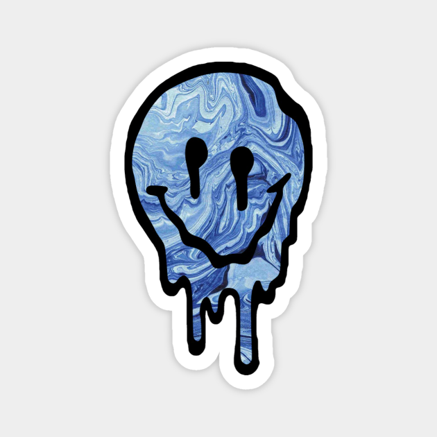 Blue Marble Drippy Smiley Face - Shaka - Magnet | TeePublic