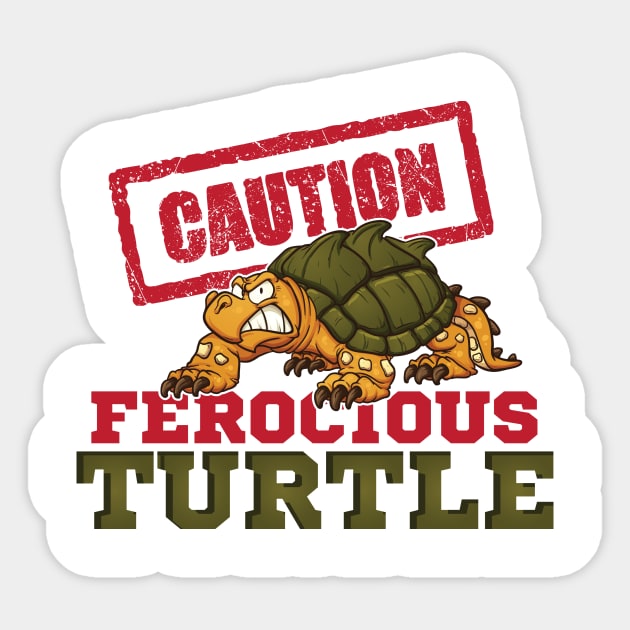 Caution Ferocious Turtle - Funny - Sticker | TeePublic