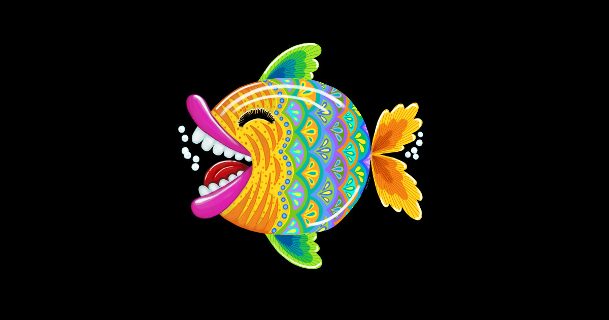 Laughing Fish - Colourful Fish - Sticker | TeePublic