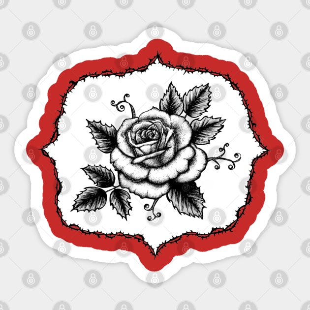 Prickly Rose design - Roses - Sticker | TeePublic