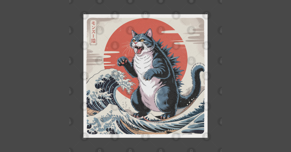 Japanese Monster Cat - Artsy Cat - T-Shirt | TeePublic