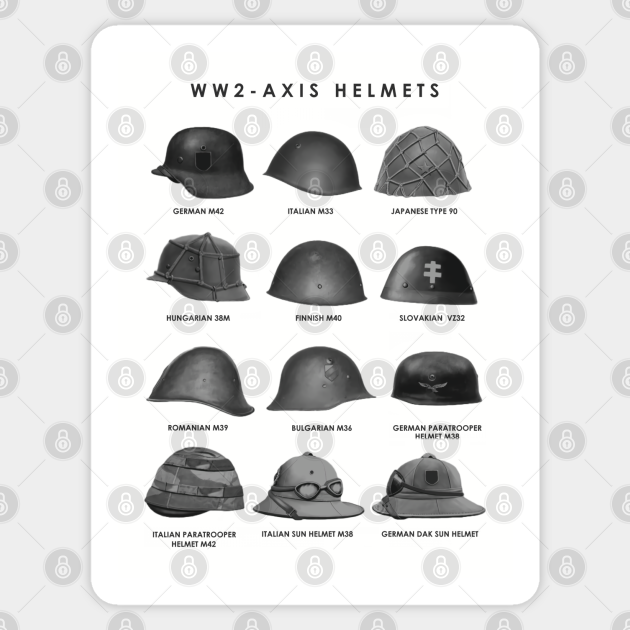 WW2 - Axis Helmets - World War Two - Sticker | TeePublic