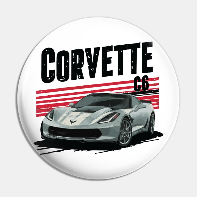 Corvette C6 Z06 JDM Drift Vintage Car - Corvette C6 - Pin | TeePublic