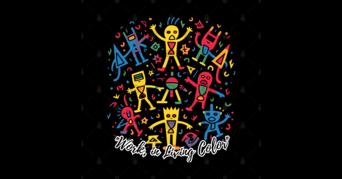 Circle of Careers: Multi-Profession Tee. 1980s style Colorful Pop Art ...