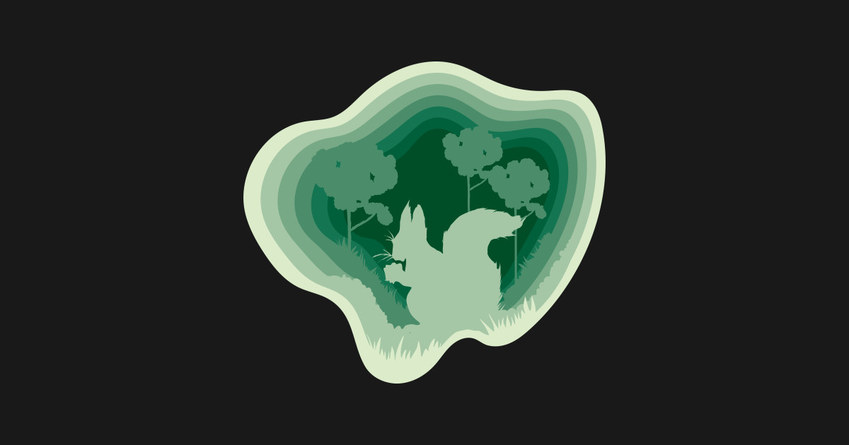 Squirrel Paper Cut Art Style Forest Silhouette - Squirrel - T-Shirt ...