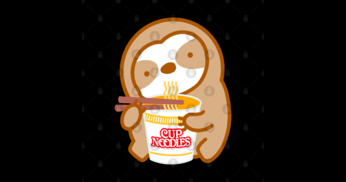 Cute Instant Ramen Noodle Soup Sloth - Sloth - Sticker | TeePublic