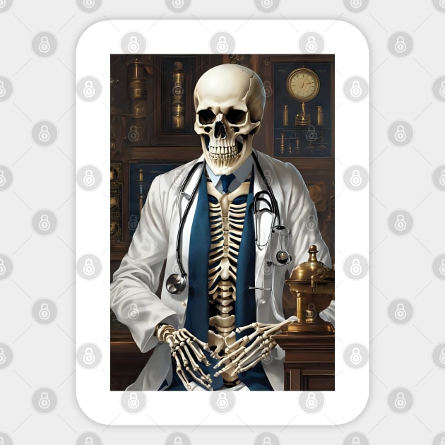 Doctor skeleton in his clinic - Doctor - Sticker | TeePublic