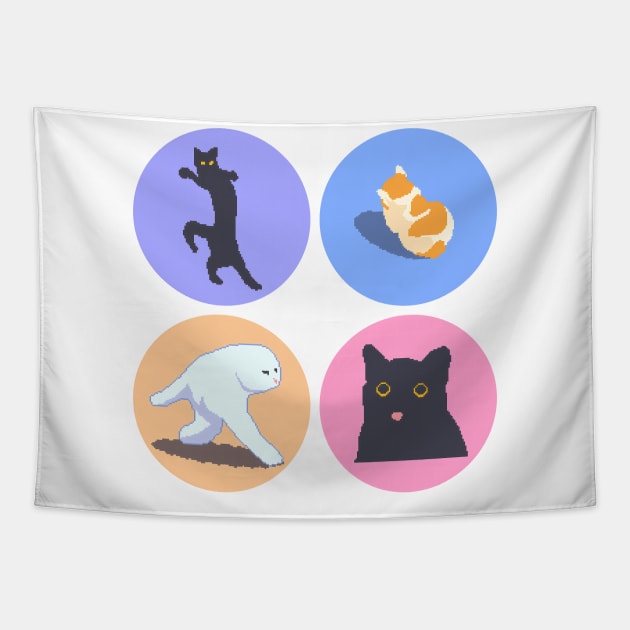 Funny cat meme Pixel art - Cat - Tapestry | TeePublic