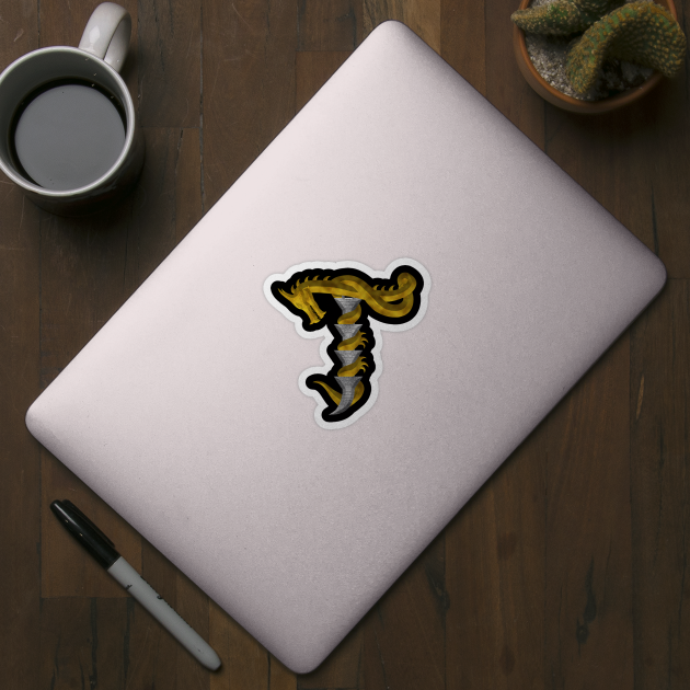 Letter T Dragon and Castle (Dragonfont) - Letter T - Sticker | TeePublic
