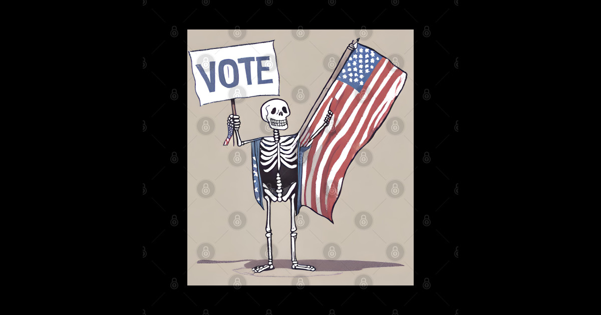 Skeleton Vote American Flag - Vote 2024 - Sticker | TeePublic