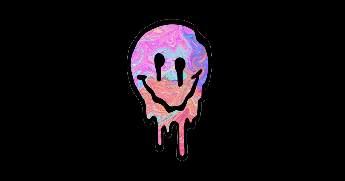Drippy Smiley Face - Sticker - Sticker | TeePublic