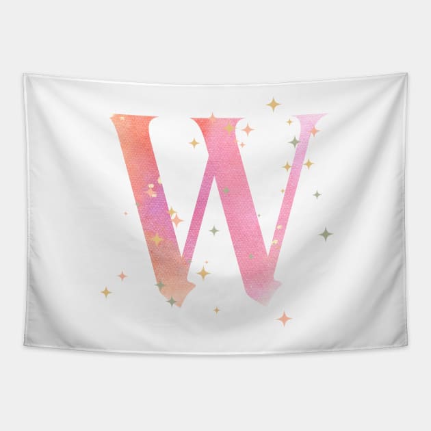 Letter W Monogram pink watercolor - Monogram Letter W - Tapestry ...