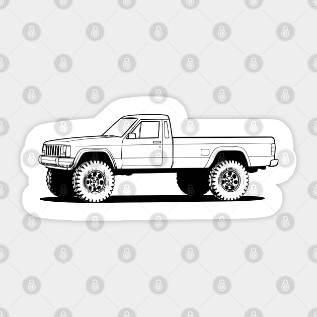 Comanche MJ Lifted Front Side View Line Art - Comanche Mj - Sticker ...