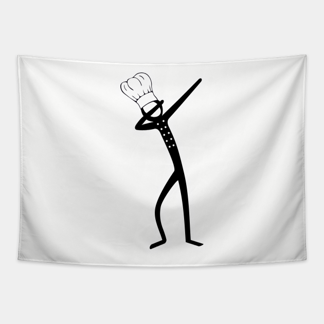 Dabbing Stick Figure - Chef Cook - Cook - Tapestry | TeePublic