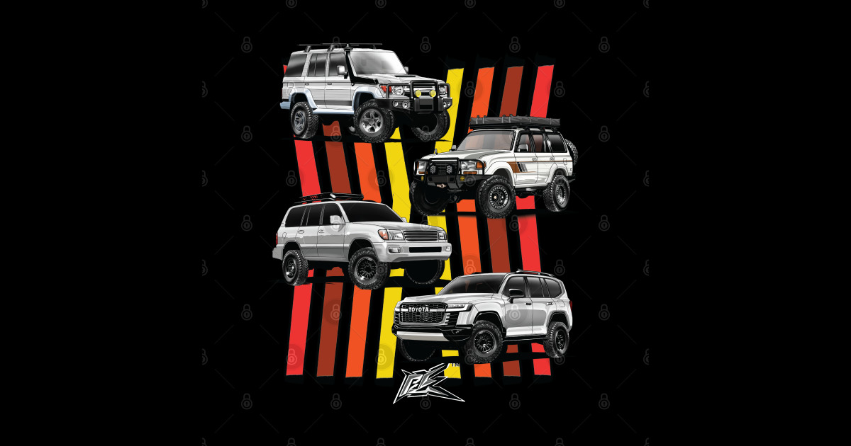 toyota landcruiser generations - Toyota Land Cruiser - Sticker | TeePublic