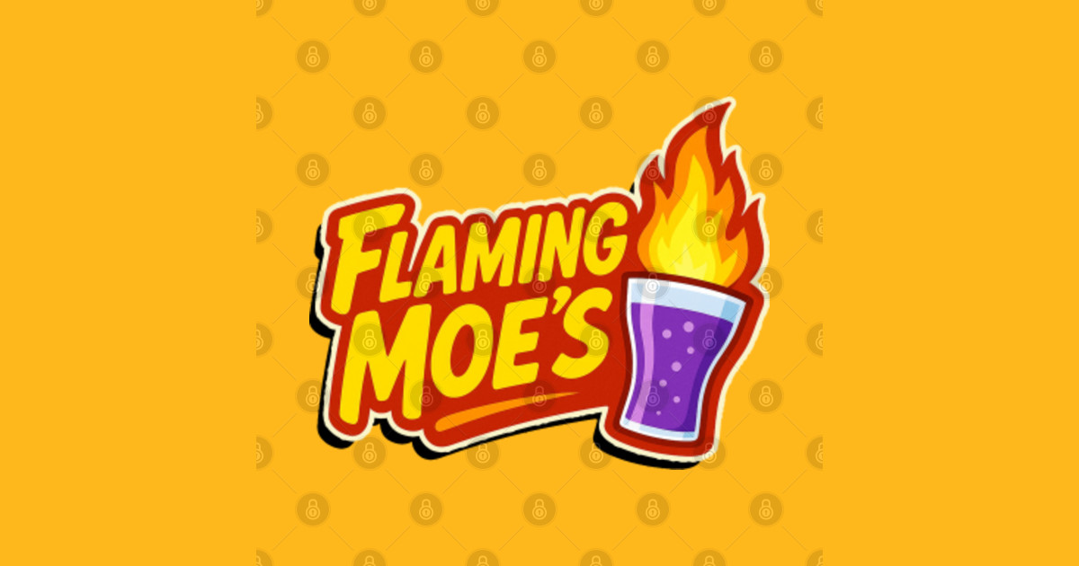 Flaming Moe's - Retro Inspired Drink Logo - Flaming Moes - T-Shirt | TeePublic