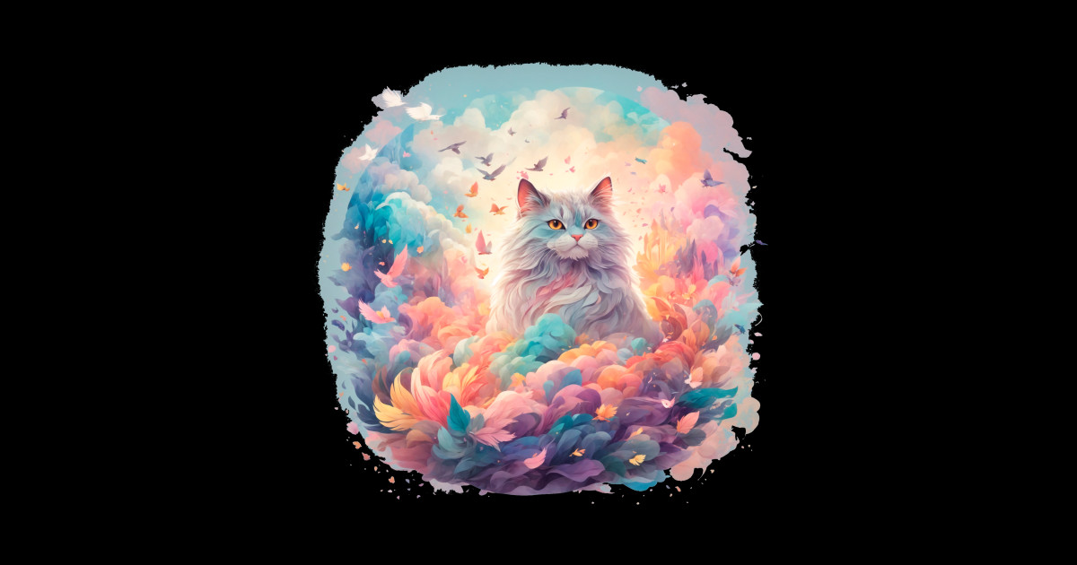 COLORFUL ANGELICAL CAT - Cat - Sticker | TeePublic