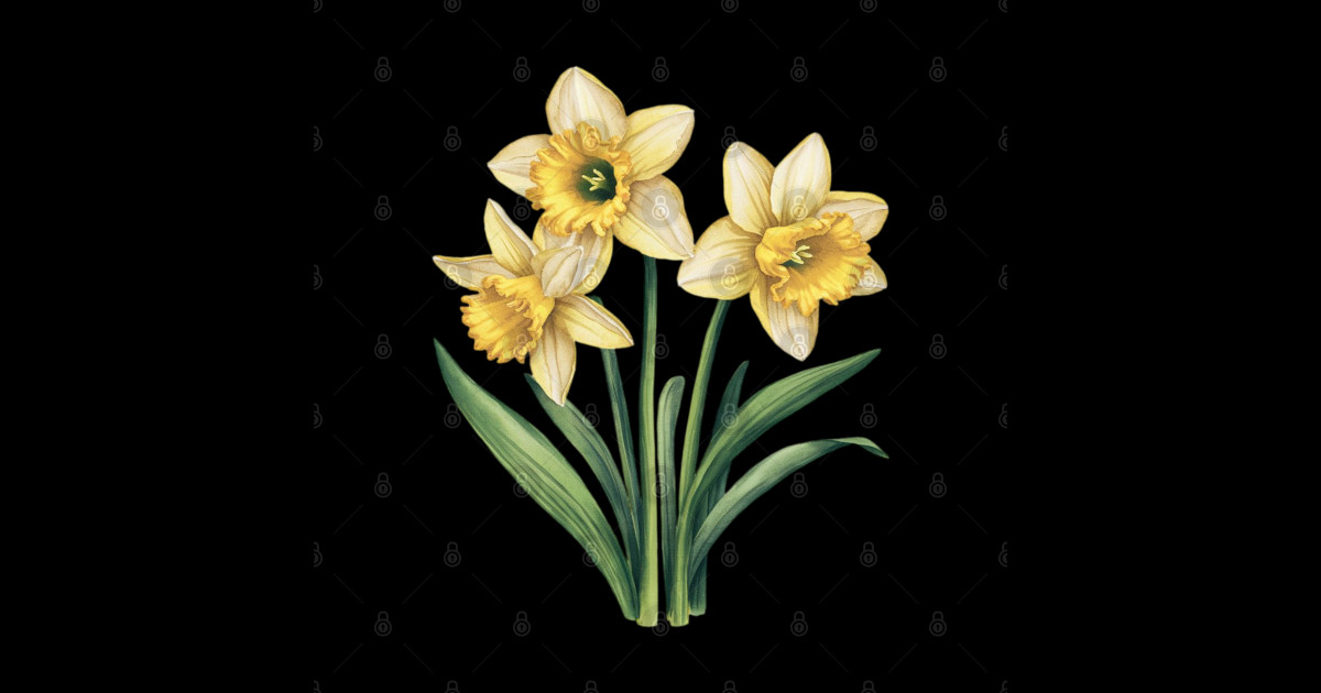 Vintage Daffodil Botanical Watercolor - Daffodil - Posters and Art ...