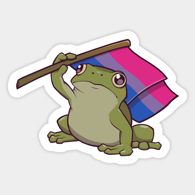 Bisexual Pride Flag-Holding Frog - Saltuurn - Sticker | TeePublic