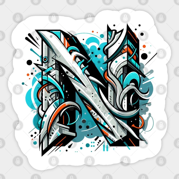Letter N design graffity style - Lettering Art - Sticker | TeePublic