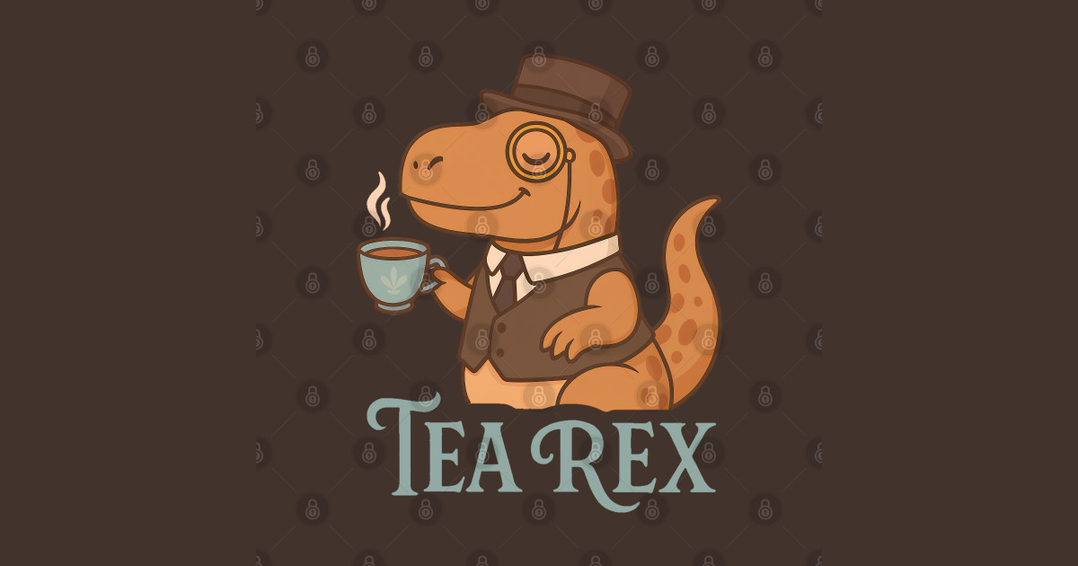 Tea Rex - T-Rex Gentleman Drinking Tea - Tea Rex - T-Shirt | TeePublic