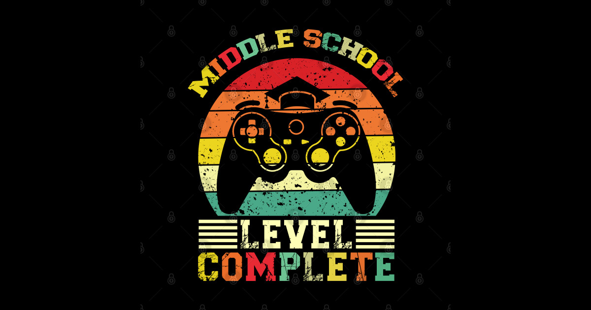 Middle School Level Complete - Gamer Graduation - Graduation - Sticker ...