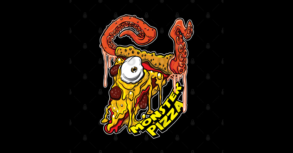 Monster Pizza Cyclops with tentacles - Monster Pizza - Sticker | TeePublic